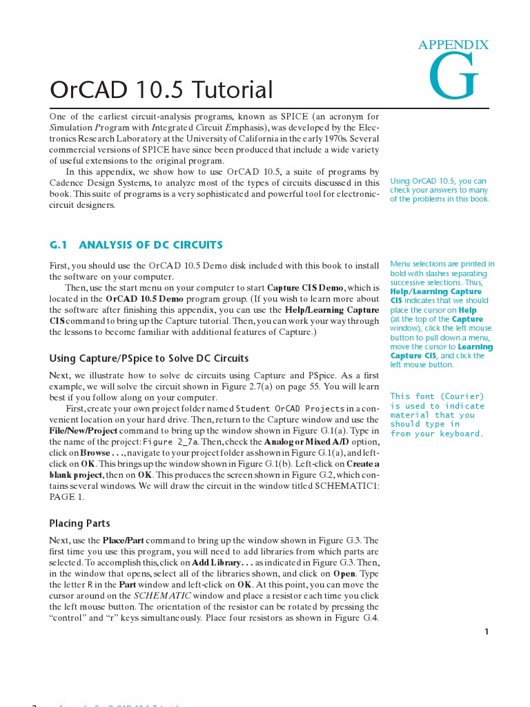 Appendix G - OrCAD 10.5 Tutorial | PDF | Amplifier | Electrical Network