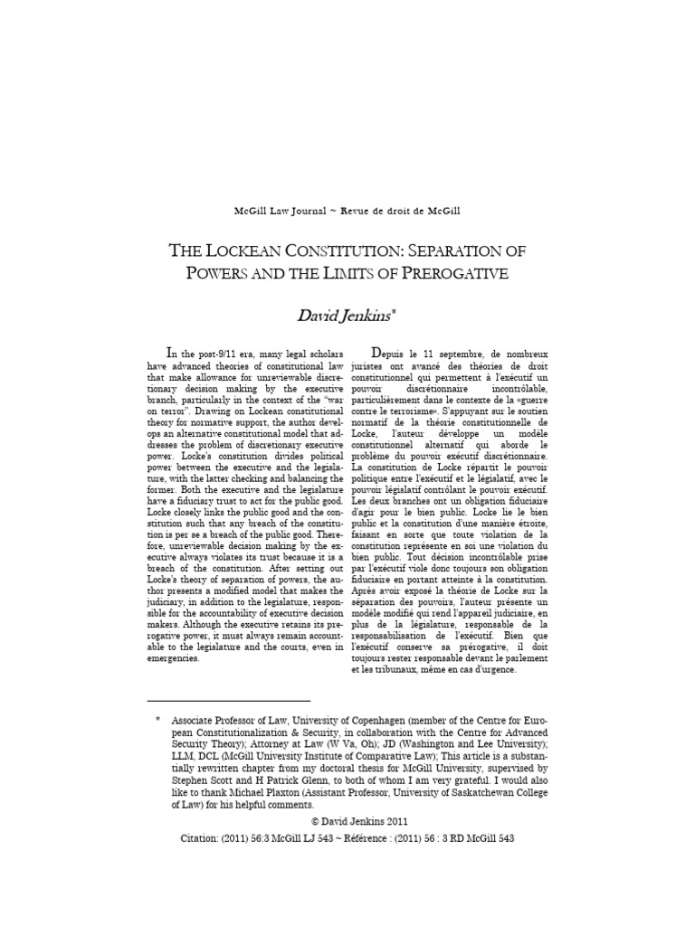 Jenkins | PDF | John Locke | Constitution