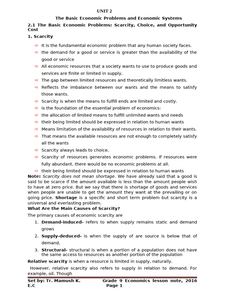 Eco Unit 2 | PDF | Economics | Economic System
