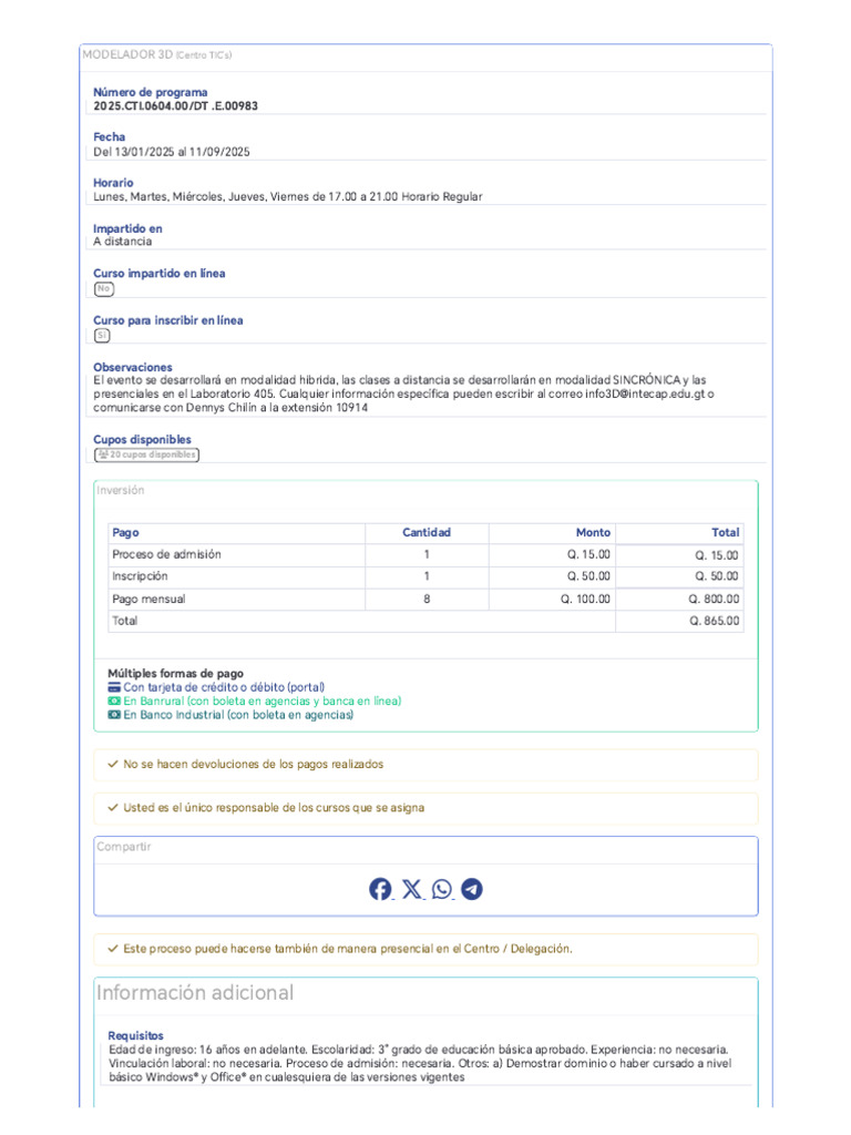 Información de Cursos o Carreras - InTECAP - ¡52 Años Creando Un Futuro ...