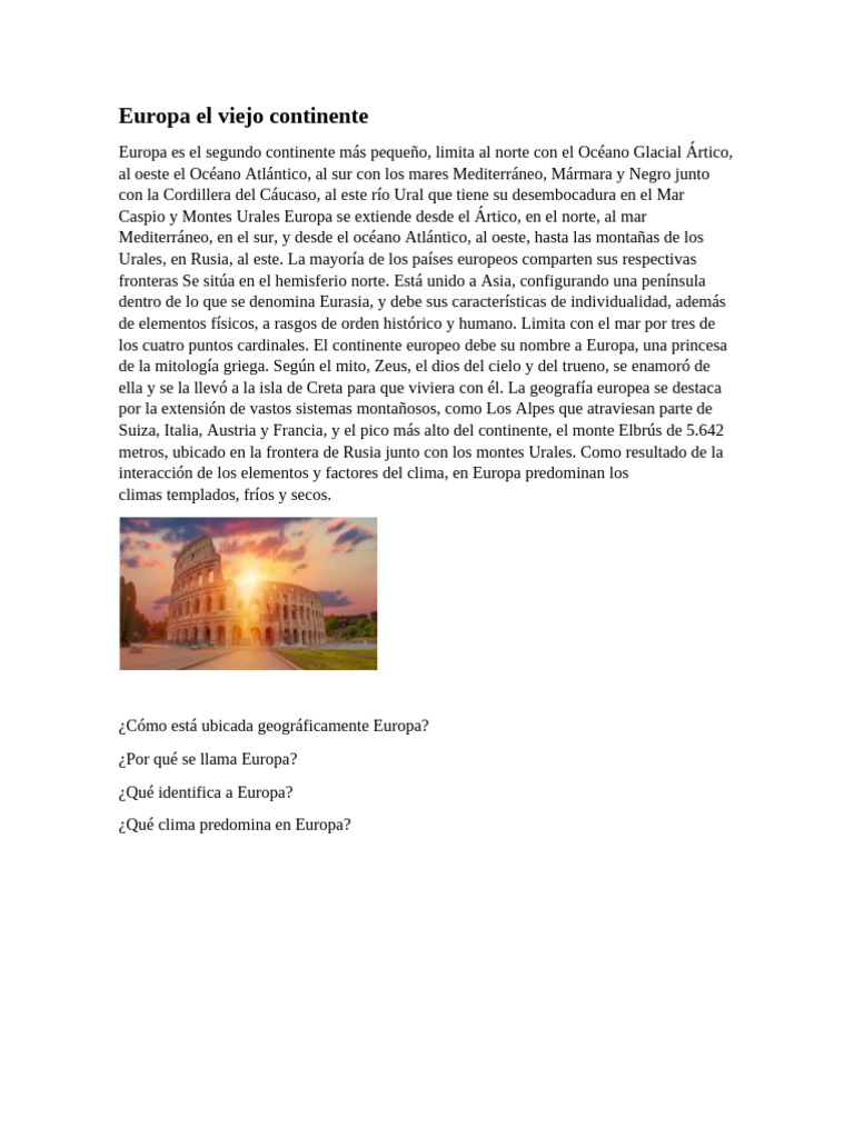 Europa: El Viejo Continente Explicado | PDF