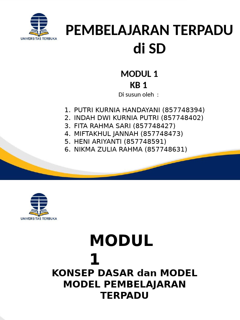 Pembelajaran Terpadu Modul 1 KB 1 | PDF