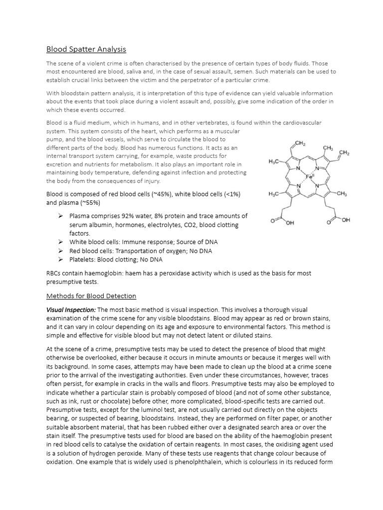 Blood Spatter Analysis | PDF | Blood | Anatomy