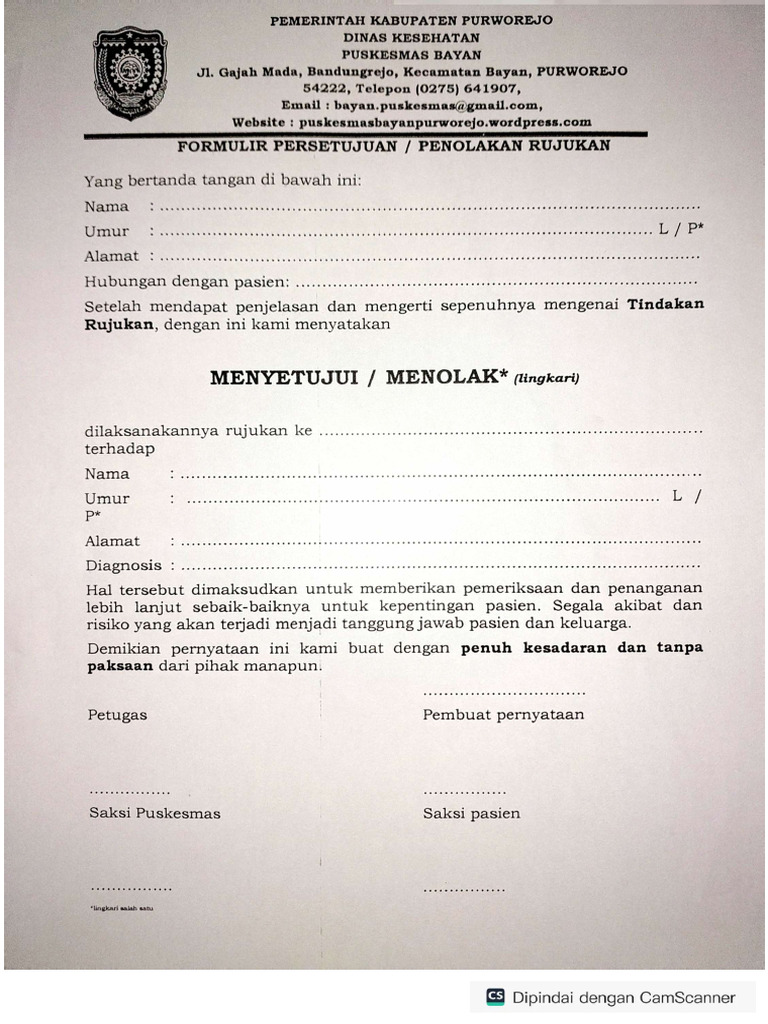 Formulir Persetujuan Rujukan | PDF