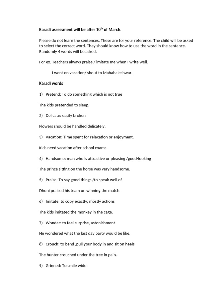 Karadi Words VP3439 | PDF
