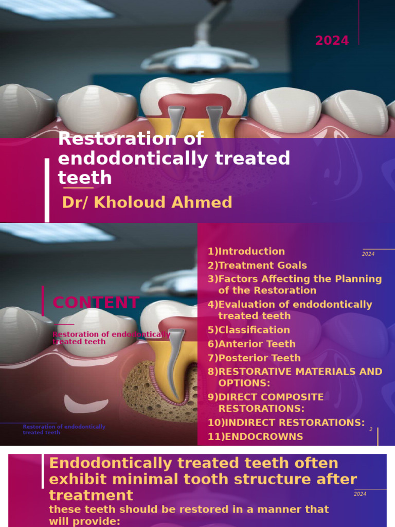 Endodontic Tooth Restoration Guide | PDF | Dental Composite | Dentistry ...