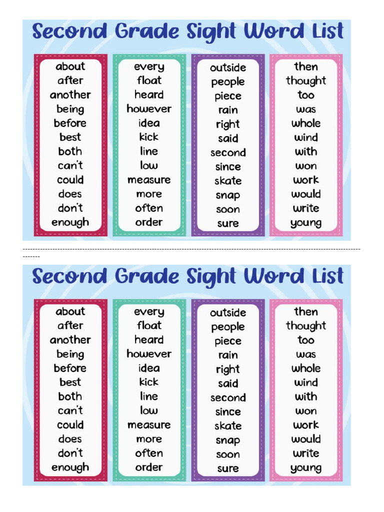 Grade 2 Sight Words 1 | PDF