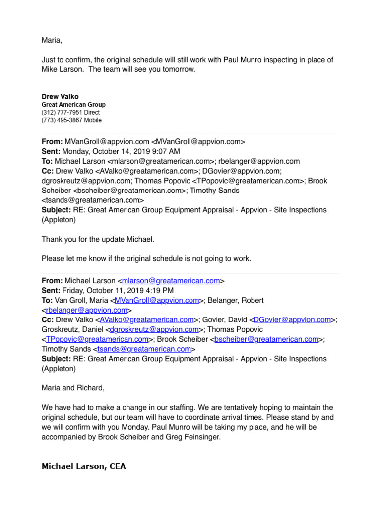 RE Great American Group Equipment Appraisal - Appvion - Site ...