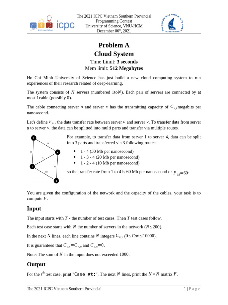 Problem A Cloud System: Time Limit: Mem Limit | PDF | Computer Science ...