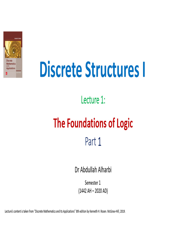 Lecture01 Single Slide Handout | PDF | Syntax (Logic) | Mathematics