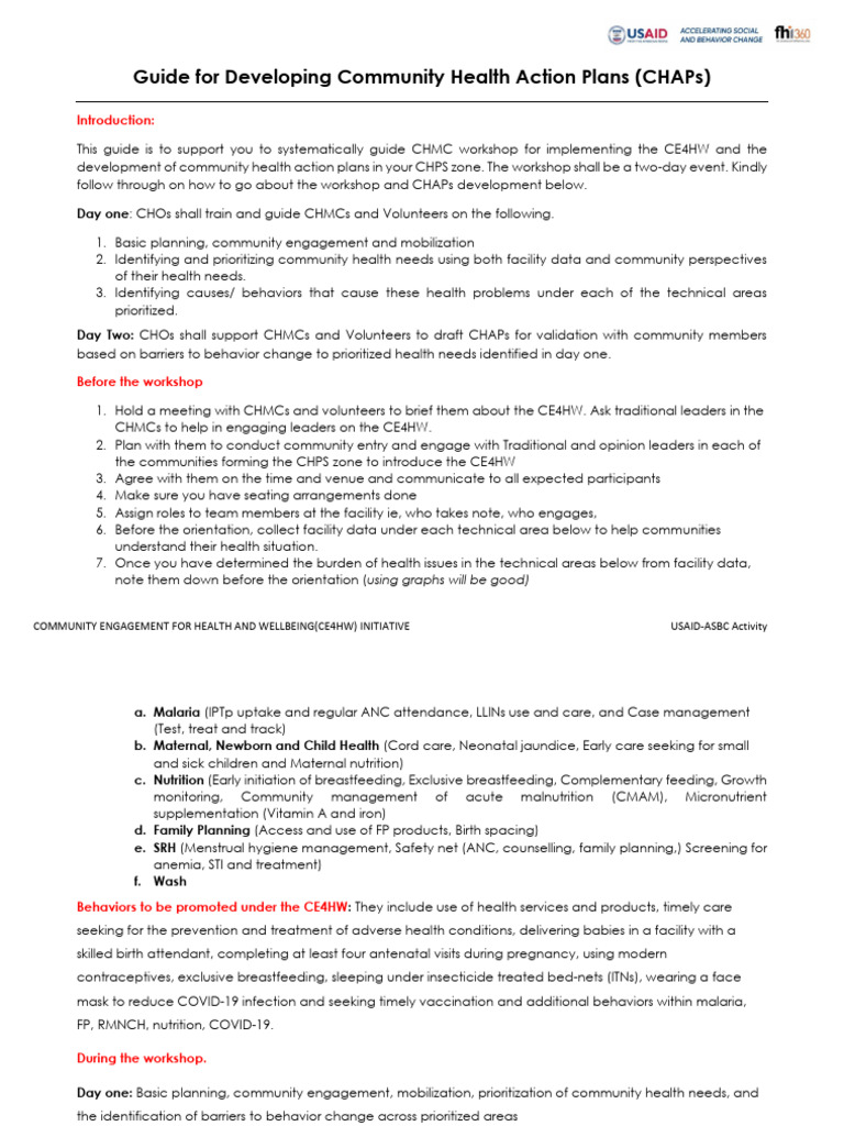 Guide For Developing Community Health Action Plans | PDF | Infants ...