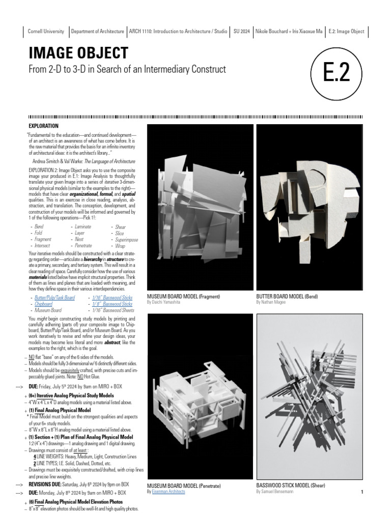 ARCH 1110 - E2 - Image Object (HANDOUT) | PDF | Drawing