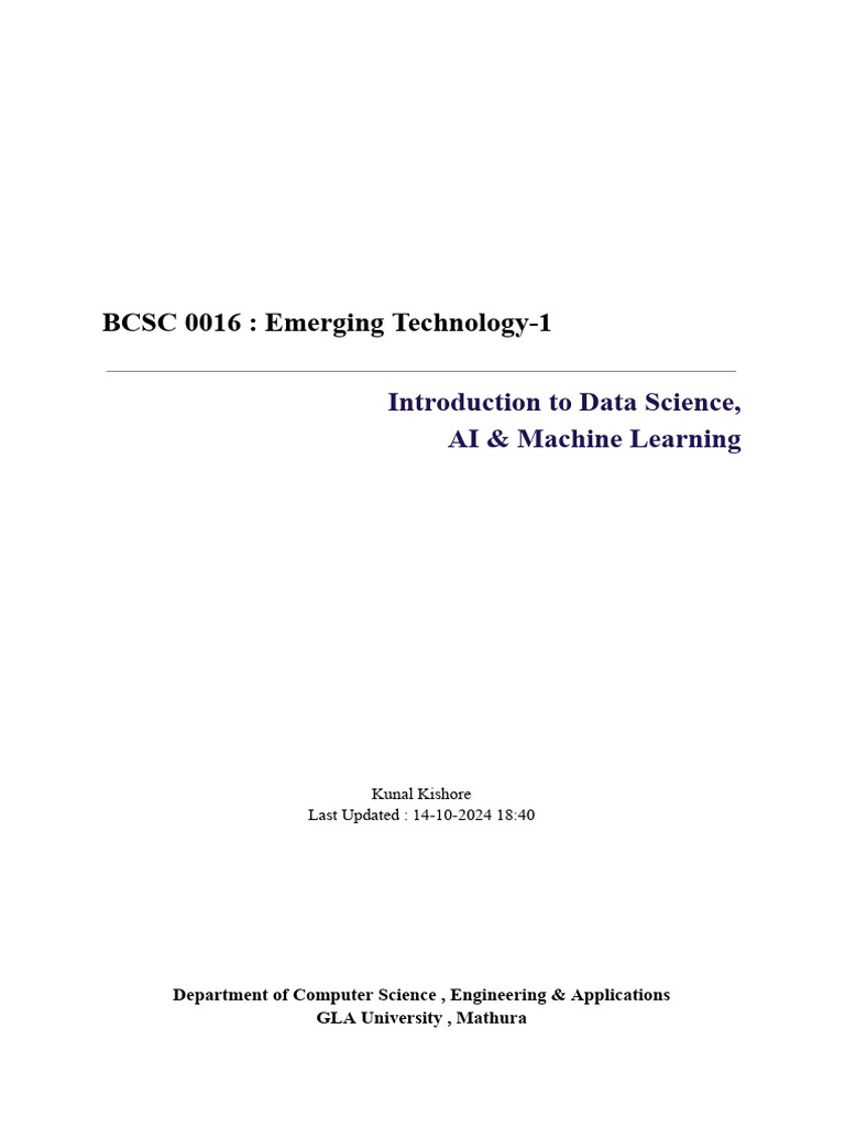 BCSC 0016 - Emerging Tech (Updatedv3) - 1 | PDF | Apache Hadoop | Machine Learning