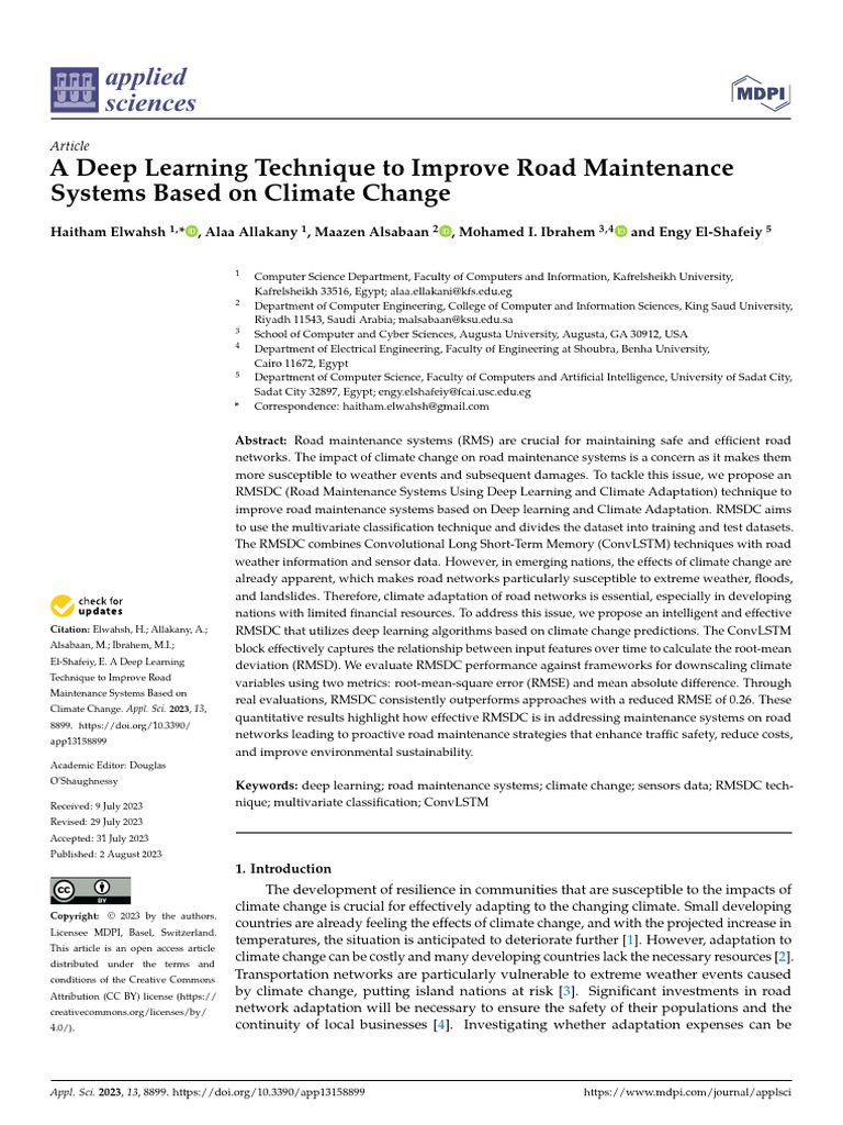 A Deep Learning Technique To Improve Road Maintena | PDF | Climate ...