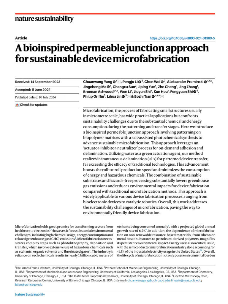 A Bioinspired Permeable Junction Approach For Sustainable Device ...