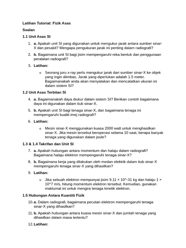 Latihan Tutorial Fizik Am | PDF | Sains & Matematika