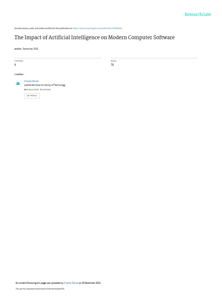 The Impact of Artificial Intelligence On Modern Computer Software | PDF | Artificial ...