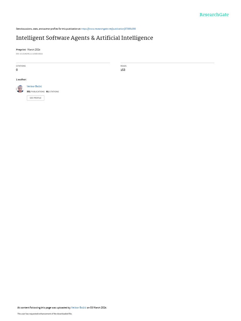 Intelligent Software Agents & Artificial Intelligence: March 2024 | PDF | Artificial ...