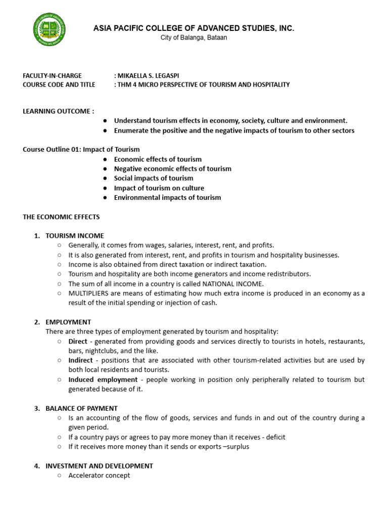 Tourism's Economic, Social, and Environmental Impacts | PDF | Marketing ...