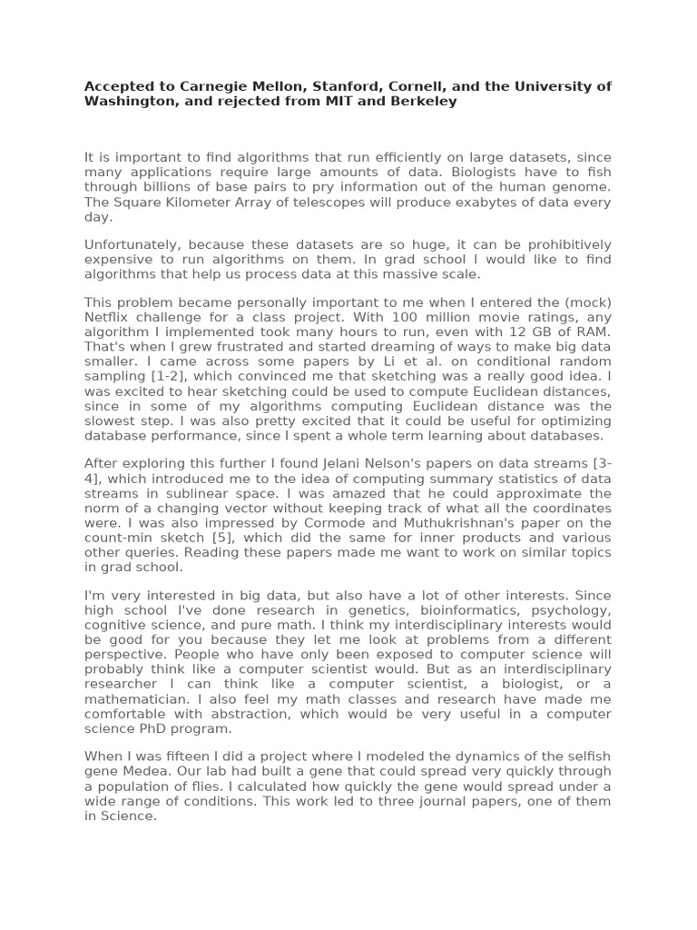 Accepted To Carnegie Mellon, Stanford, Cornell, and The University of ...