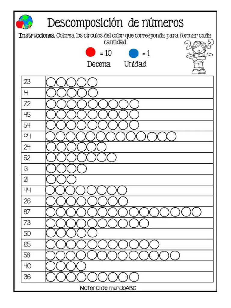 Unidades y Decenas Colorea Fichas Rojas y Azules | PDF