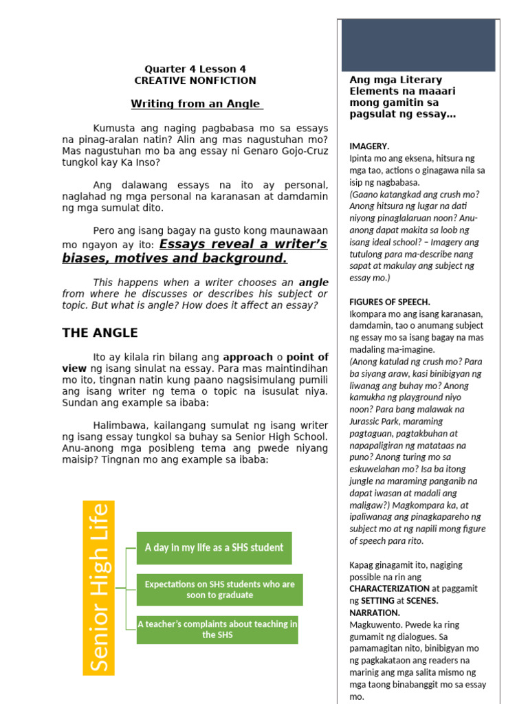 Handout - CNF - 4thQE - Lesson 4 | PDF