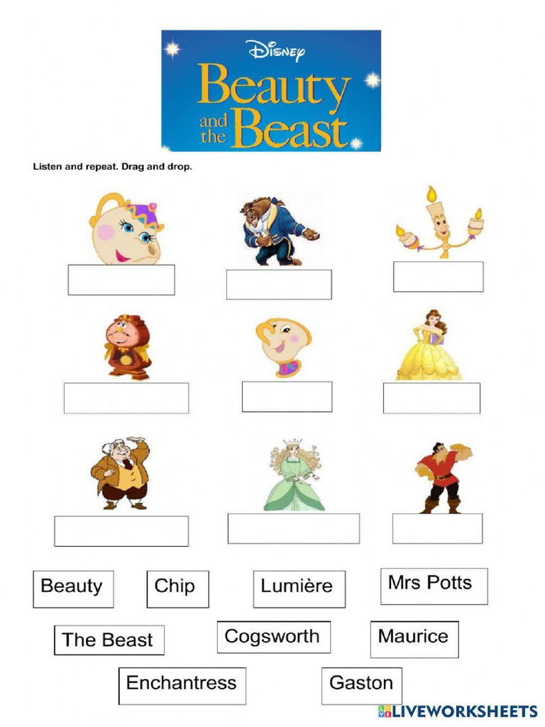 Worksheet de La Bella y La Bestia | PDF