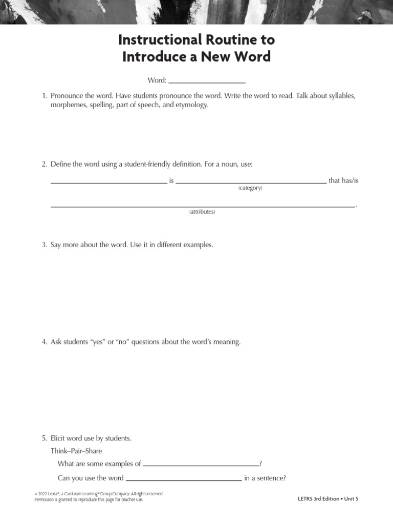 Unit 5 Session 4 Instructional Routine To Introduce A New Word | PDF