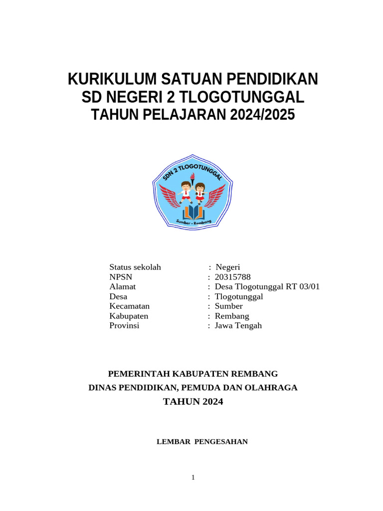 KOSP SD N 2 Tlogootunggal2024 2025 | PDF