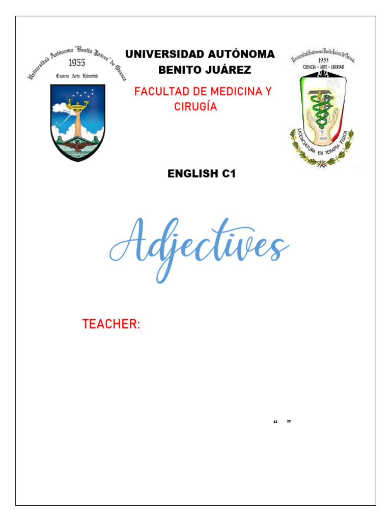 English Adjectives for Med Students | PDF