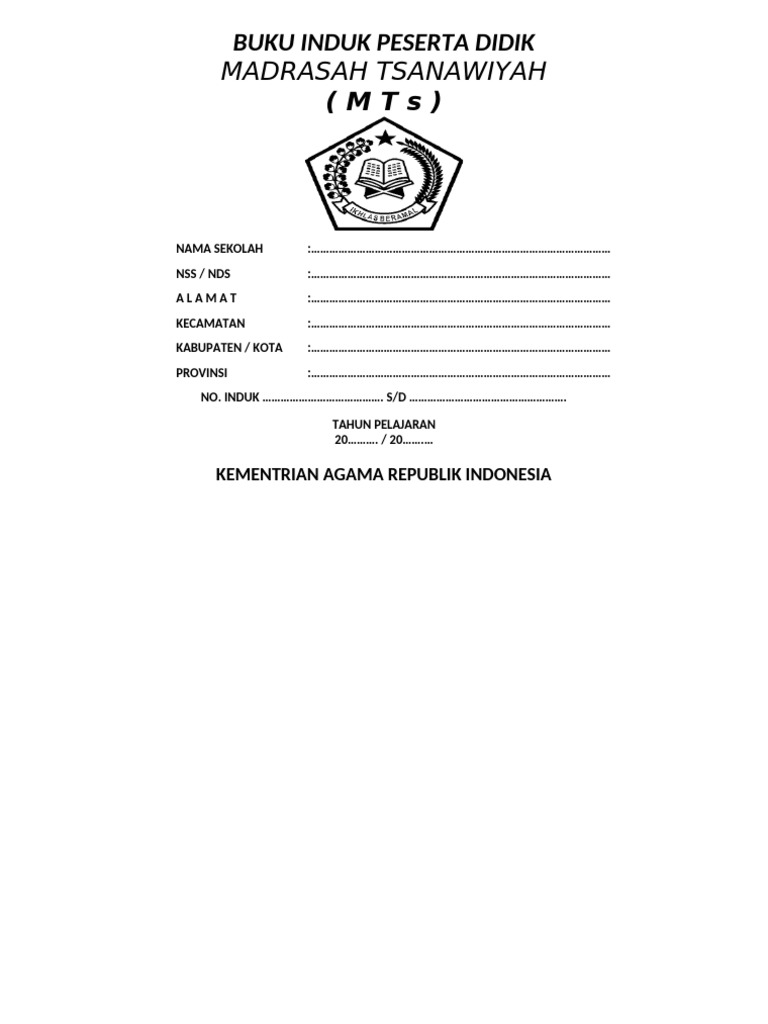 Cover Buku Induk Peserta Didik Mts | PDF