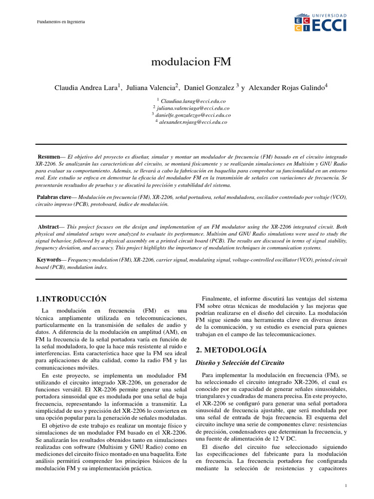 Laboratorio Modulacion FM | PDF | Modulación de frecuencia | Red eléctrica