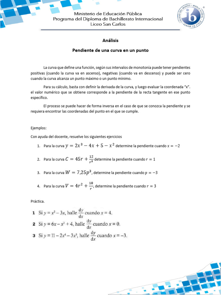 2cálculo - Pendiente de Una Curva en Un Punto | PDF
