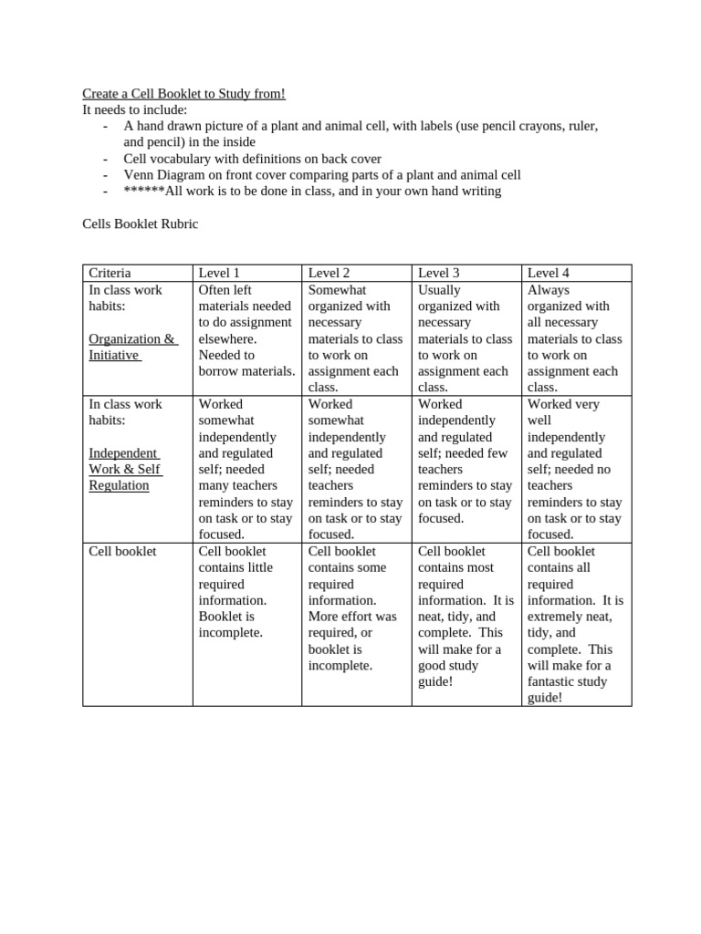 Create a Plant and Animal Cell Booklet | PDF | Language Arts ...