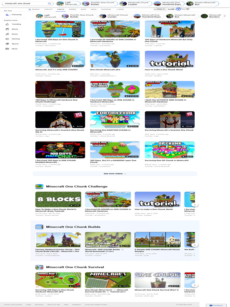 minecraft one chunk - Search Videos | PDF | Minecraft