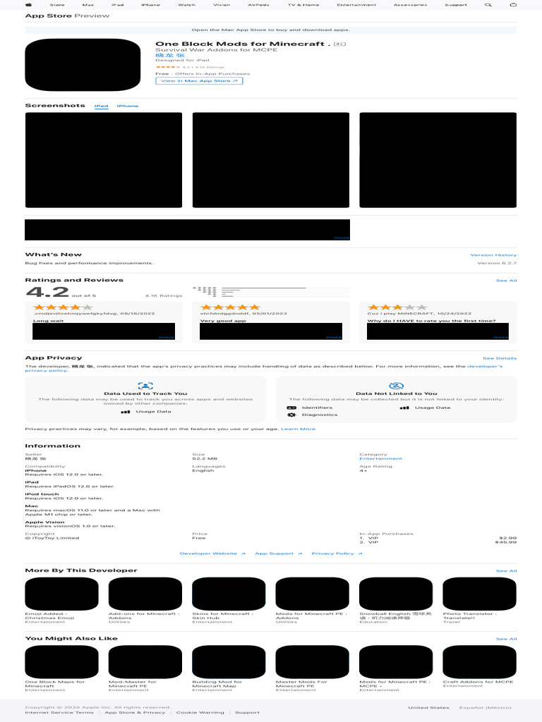 One Block Mods For Minecraft - On The App Store | PDF | Ios | Minecraft