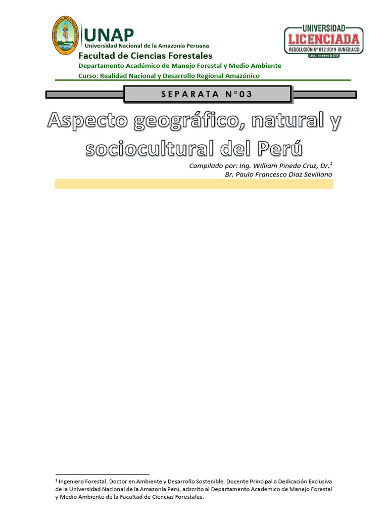 4 Separata N°03-Aspecto Geografico-Natural-Sociocultural-Peru | PDF | Perú | Asia