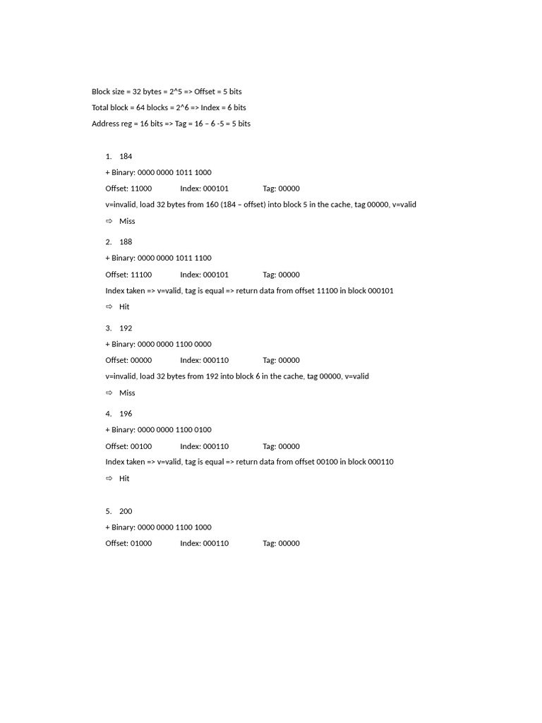 Cache - Đáp Án (Kì Hè) | PDF | Cpu Cache | Bit