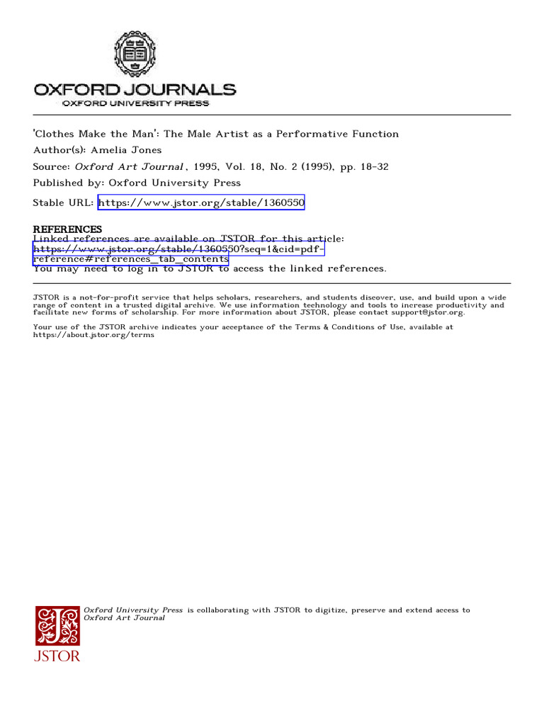 'Clothes Make The Man' - The Male Artist As A Performative Function ...