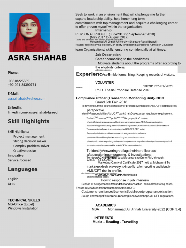 Asra Shahab CV 4 | PDF | Business