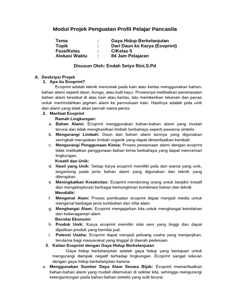 Modul Projek Eco Print | PDF