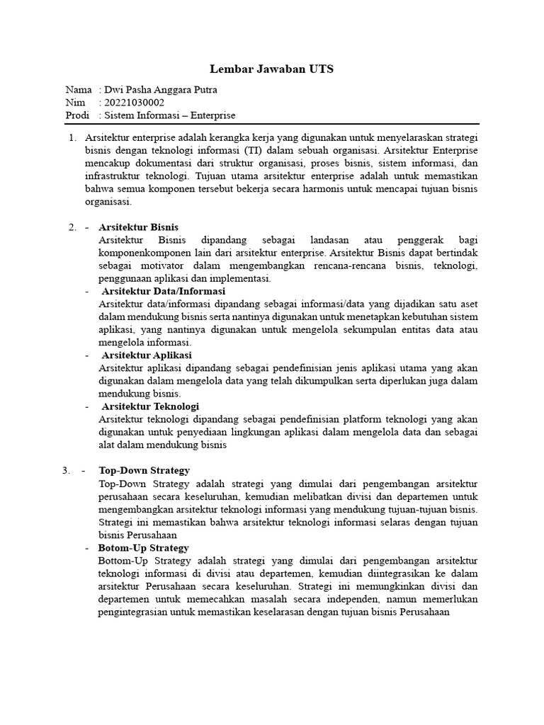 Lembar Jawaban UTS | PDF