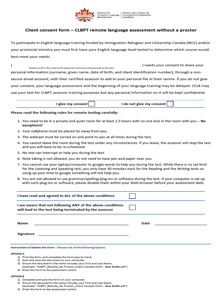 CLBPT - Remote - No Proctor - Client Consent Form - Christian Varela ...