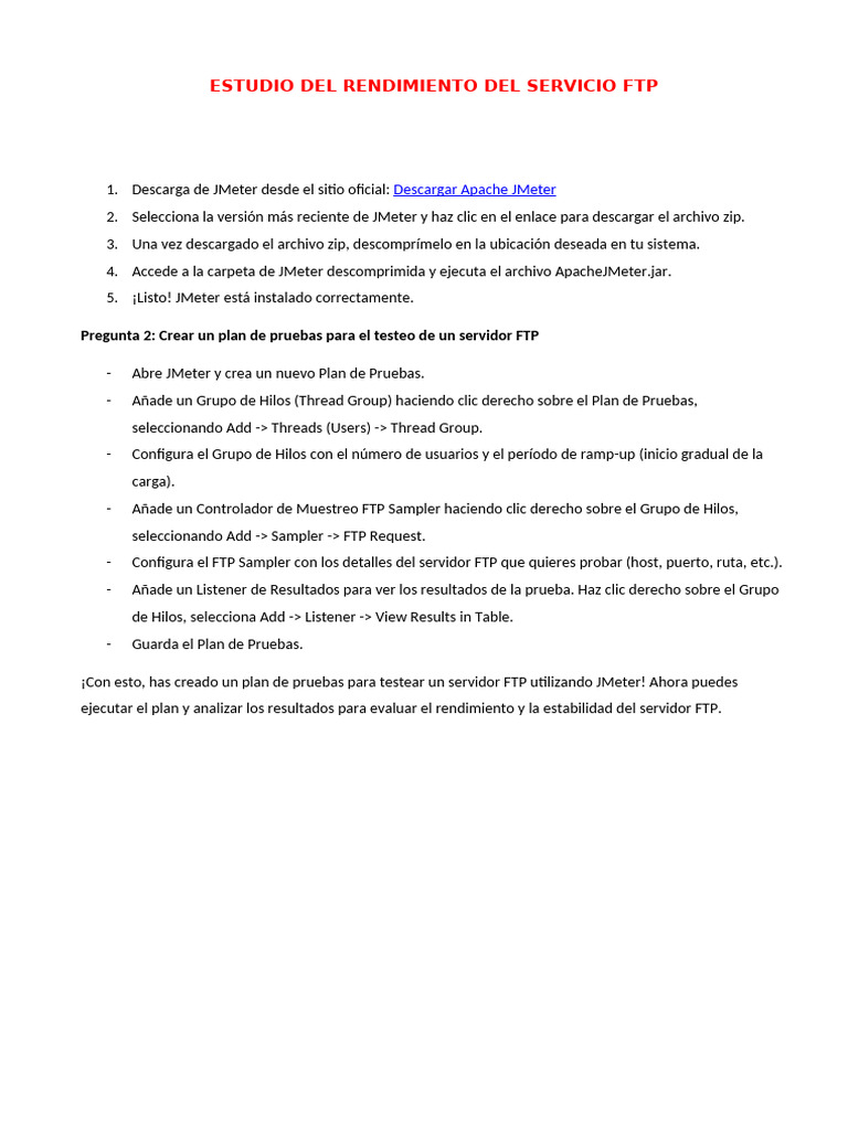 Estudio Del Rendimiento Del Servicio FTP | PDF | Negocios | Computadoras