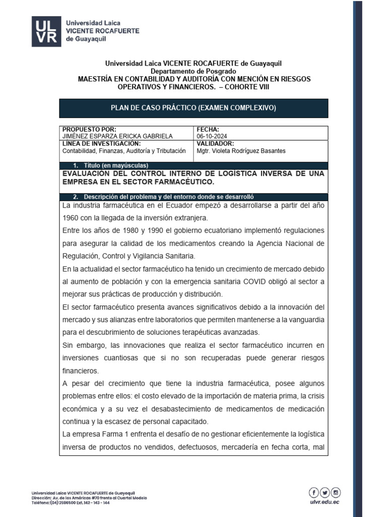 PLAN DE PROYECTO DE CASO PRÁCTICO - Ericka Jiménez | PDF | Logística | Business