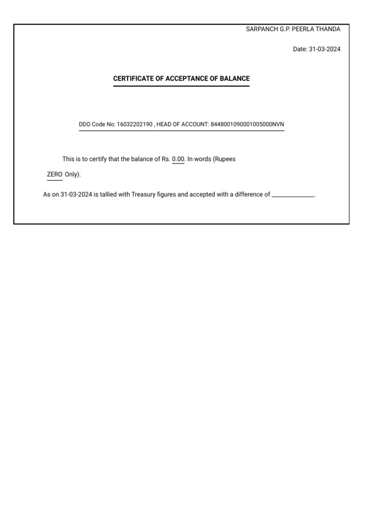 Certificate of Balance Acceptance 2024 | PDF