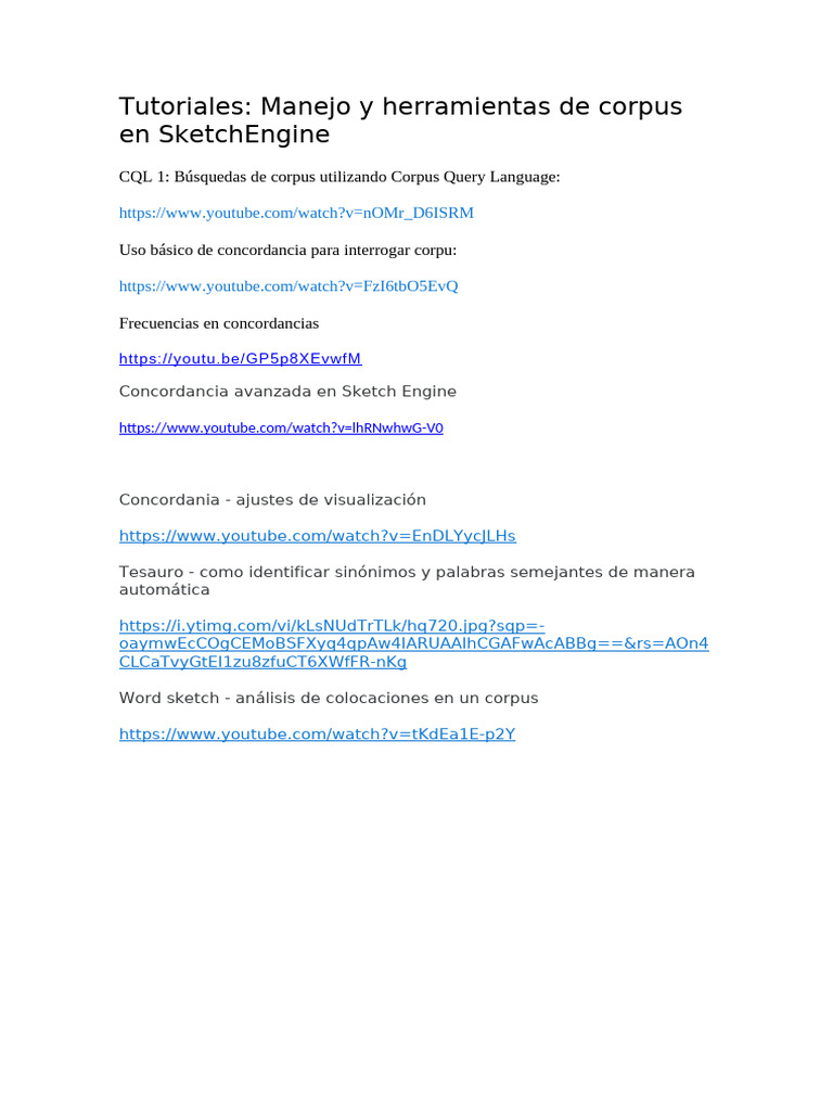3 Tutoriales Manejo y Herramientas de Corpus en SketchEngine | PDF ...