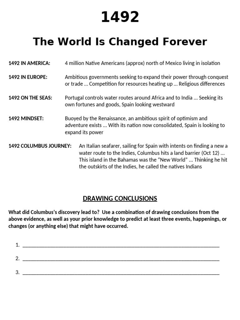 US I - 1492 and Columbian Exchange | PDF | New World