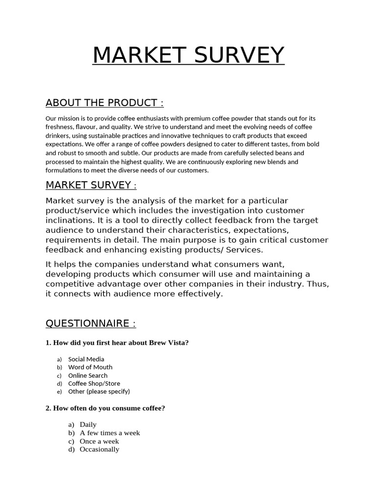 Market survey | PDF | Coffee | Depreciation
