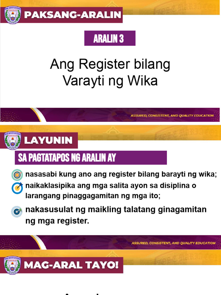 Aralin 3 - PPT-3 | PDF